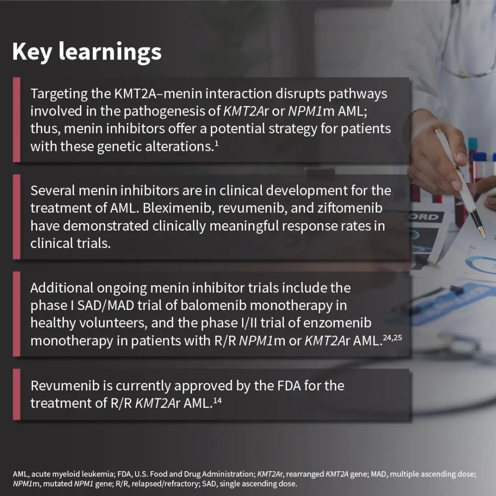 The role of menin in the pathogenesis of AML